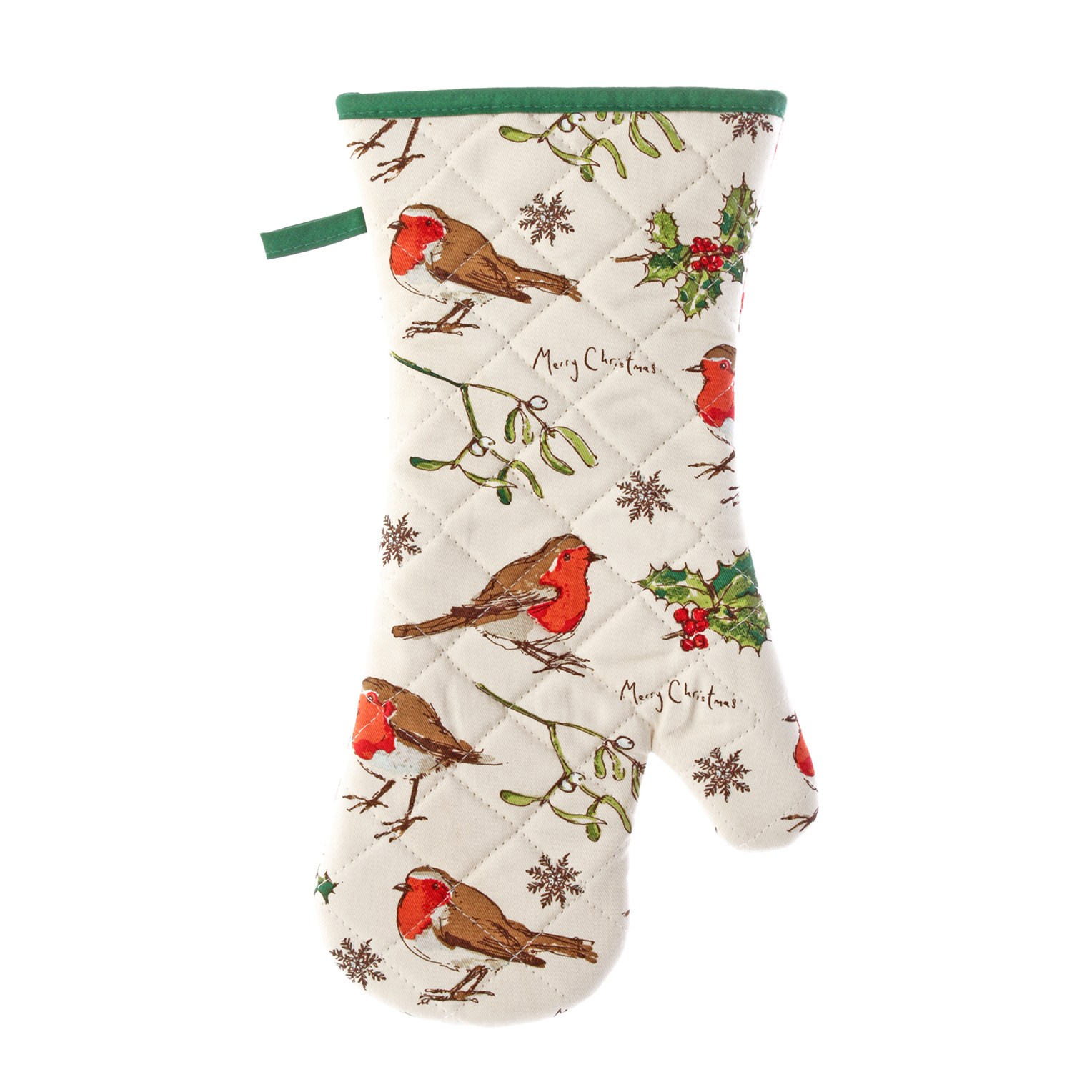 Christmas Themed Oven Mitt Robins Holly